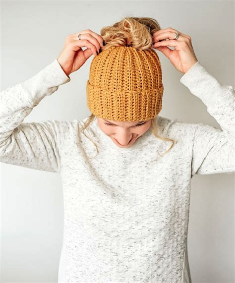 30 Free Crochet Messy Bun Hat Patterns Blitsy