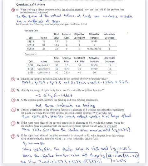 2 A When Solving A Linear Program Using The