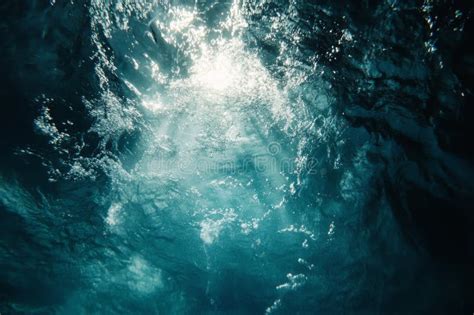 Underwater View Of Ocean Surface With Turbulent Waves Neural Network Ai Generated Stock Image