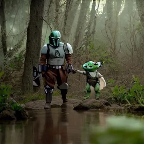 mandalorian and baby yoda walking through swamp, | Stable Diffusion | OpenArt