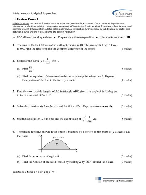 Hl Calculus Review Exam1 Pdf Trigonometric Functions Mathematical Analysis