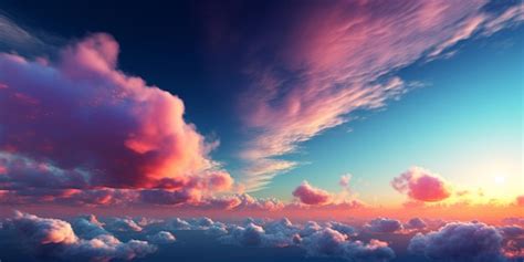 Premium Photo A Sky Full Of Clouds With A Pink And Blue Sky And The