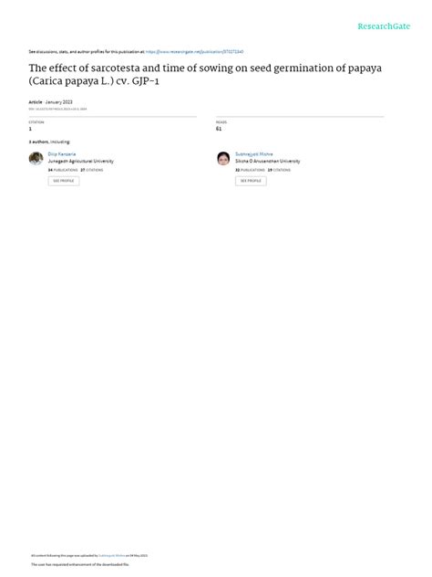 The Effect Of Sarcotesta And Time Of Sowing On See Pdf Seed Sowing