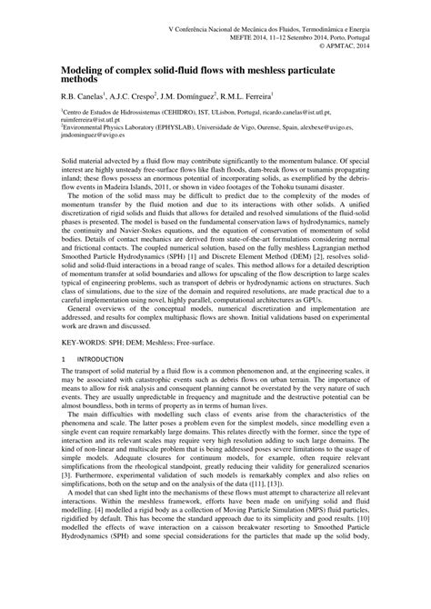 Pdf Modeling Of Complex Solid Fluid Flows With Meshless Particulate