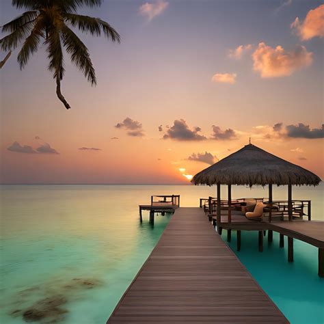Premium Photo A Palm Tree Is Over A Dock That Has A Palm Tree On It