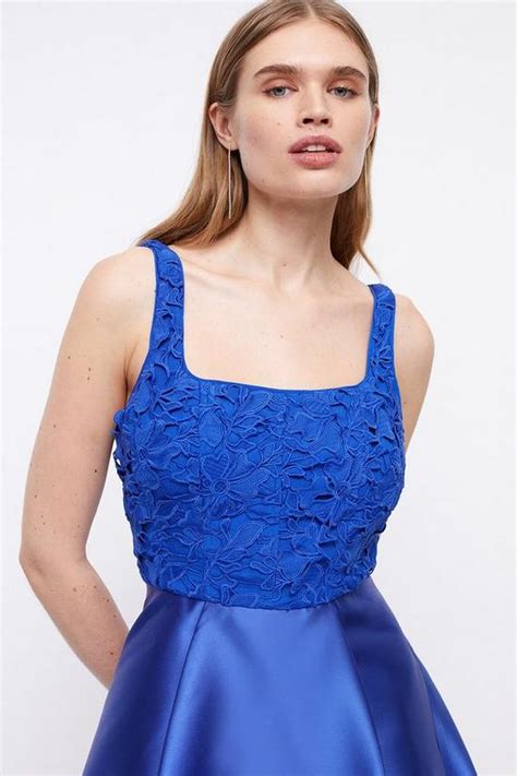 Dresses Lace Corset Top Twill Full Skirt Midi Dress Coast