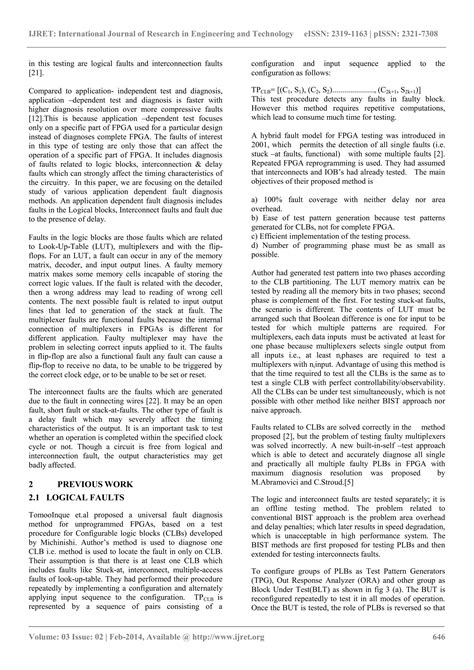 An Application Specific Reconfigurable Architecture For Fault Testing
