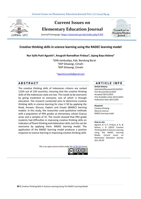 pdf creative thinking skills in science learning using the radec
