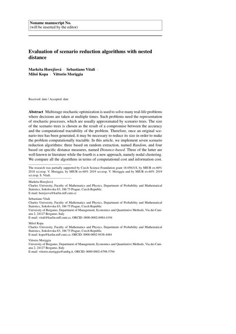 Pdf Evaluation Of Scenario Reduction Algorithms With Nested Distance