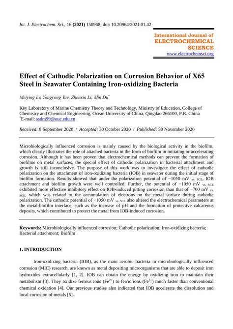 Pdf Effect Of Cathodic Polarization On Corrosion Behavior Of