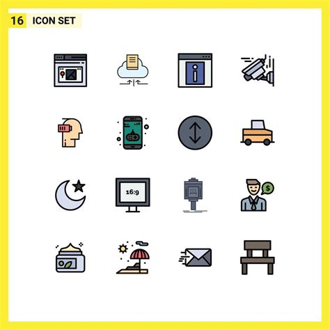 16 Universal Flat Color Filled Line Signs Symbols Of Exhaustion Technology Contact Image Web