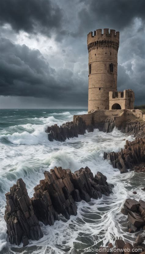 Tower On Stormy Day Stable Diffusion Online
