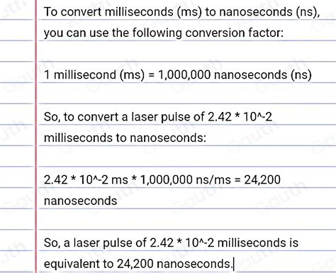 Solved En Appropriate A Laser Pulse Is 2 42 10 2 Ms How Many