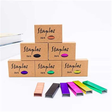 6 Boxes 266 Office Metallic Color Premium Staples Manual Stapler