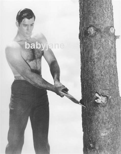 164 Clint Walker Barechested Hairy Chest Swinging Axe Beefcake Photo