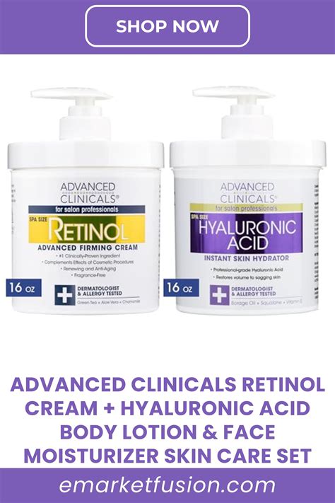 Advanced Clinicals Retinol Cream Hyaluronic Acid Body Lotion And Face