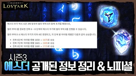 엘라 6강은 망했다 시즌3 에스더 정보 총 정리 And 다양한 뇌피셜 정리 포셔의 로스트아크 설명회 Youtube