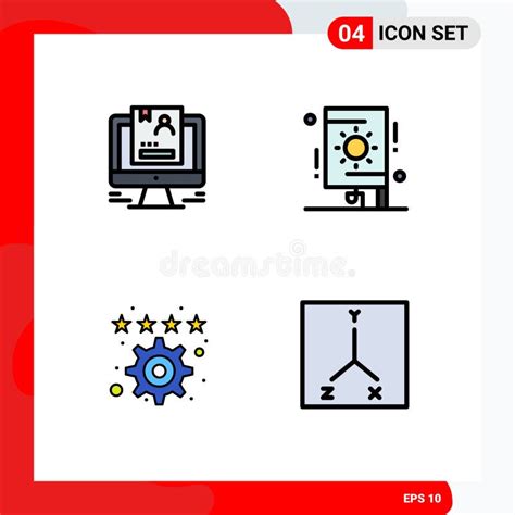 4 Universal Filledline Flat Colors Set For Web And Mobile Applications Resume Bookmark