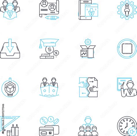 Professional Workspace Design Linear Icons Set Ergonomics Collaboration Efficiency Comfort