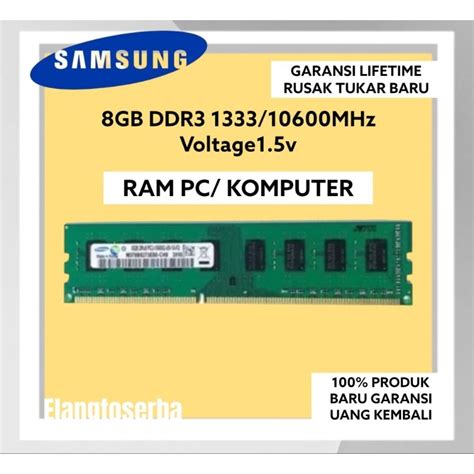 Jual Ram Pc Samsung Ddr3 2gb 4gb 8gb 10600 1333 Mhz Ori Ram Komputer