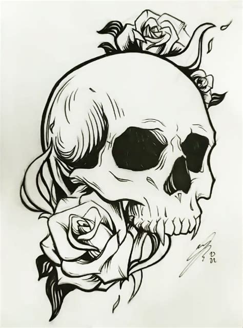 Skull And Rose Drawing Skull Drawing Sketches Easy Skull Drawings