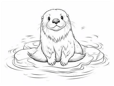 Lovely Sea Otter Coloring Page Coloring Page