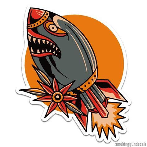 Bomb Missile Rocket Sticker Indoor Outdoor Phone Decal Water Bottle