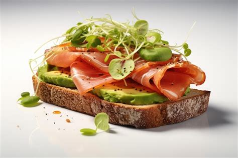 Premium Ai Image Open Face Sandwich On An Isolated White Background