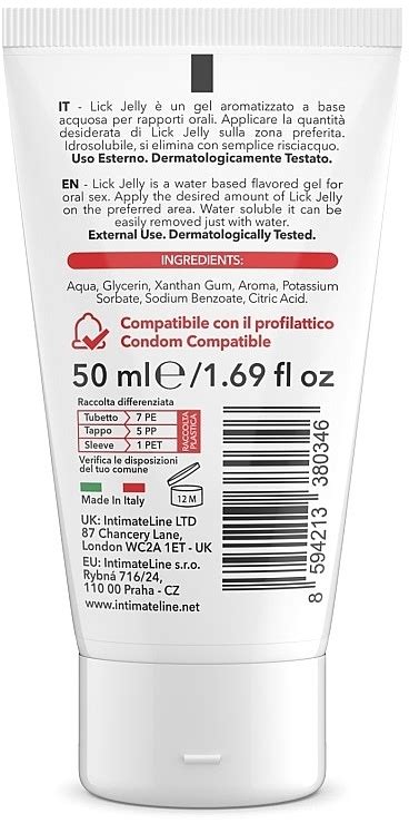 IntimateLine Lick Jelly Strawberry Oral Sex Gel Braškių skonio burnos lubrikantas Makeup lt