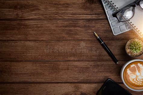 Office Table With Notebook Computer Keyboard Stock Image Image Of