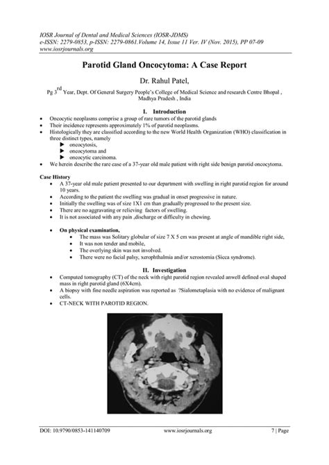 Parotid Gland Oncocytoma A Case Report Pdf