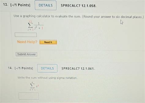 Solved 1 Points Sprecalc7 121058 Use A Graphing