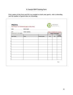 Fillable Online Sample RSVP Tracking Form Fax Email Print PdfFiller
