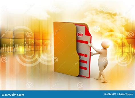 3d Man Inserting The File In Folder Stock Illustration Illustration