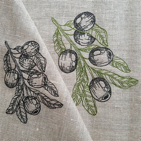 Olive Branch Machine Embroidery Design 4 SIZES Sketch Machine Etsy