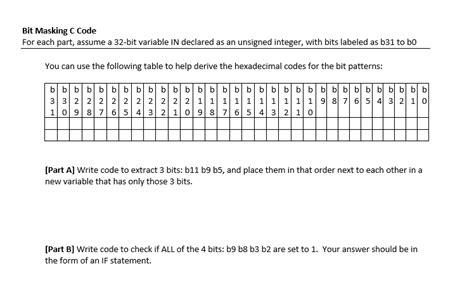 Solved Bit Masking C Code For Each Part Assume A 32 Bit
