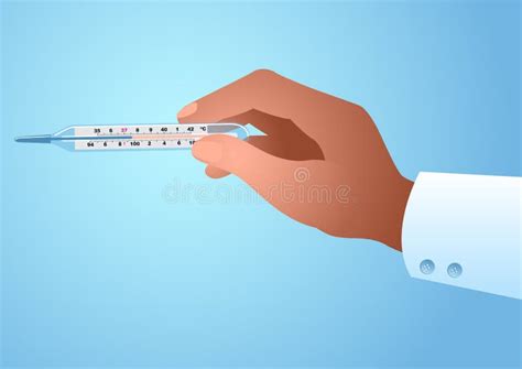 Doctor Hand Holding A Medical Mercury Thermometer Stock Vector