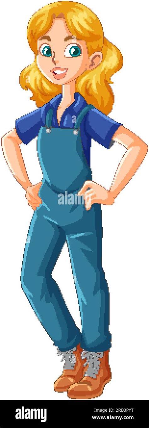 Young Female Farmer Cartoon Character Illustration Stock Vector Image