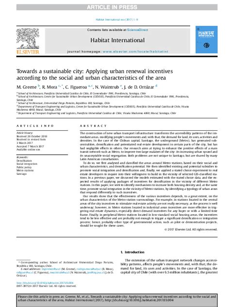 Pdf Towards A Sustainable City Applying Urban Renewal Incentives