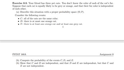 Solved Exercise Your Friend Has Three Pet Cats You Chegg