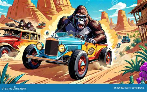 Gorilla In The Desert Speedpainting With Warm Colors And Isolated