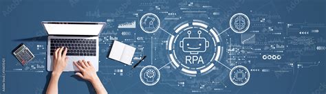 Robotic Process Automation RPA Theme With Person Using A Laptop Computer Stock Photo Adobe Stock