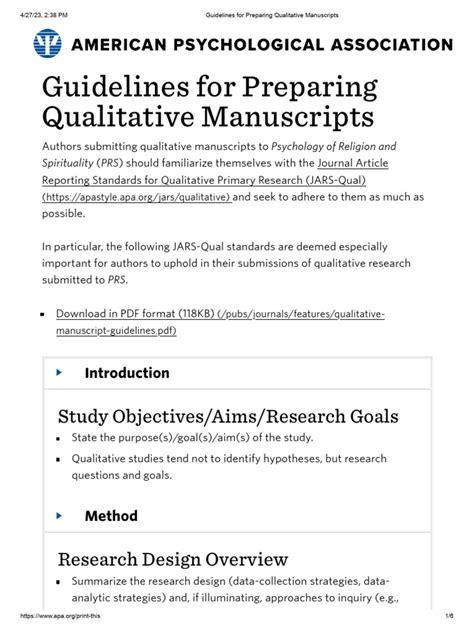 Guidelines For Preparing Qualitative Manuscripts Pdf