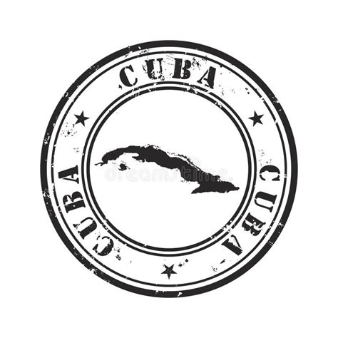 Cuba Round Grunge Rubber Vector Stamp With Map Stock Vector