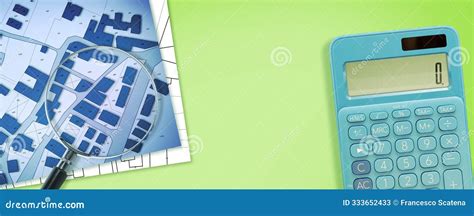 Property Value Of A Building Concept With Calculator And Fictional