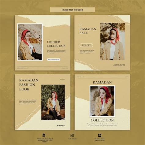 라마단 패션 프로모션 미니멀리스트 디자인 Instagram 포스트 템플릿 프리미엄 Psd 파일