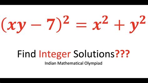 Integer Equations Indian Mathematical Olympiad Youtube