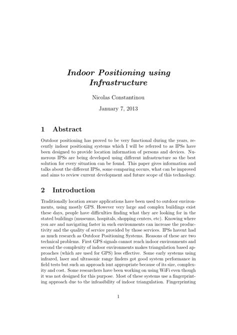 pdf indoor positioning using infrastructure