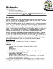 DNA Extraction Pdf DNA Extraction Learning Objectives You Will Learn Basic Lab Techniques