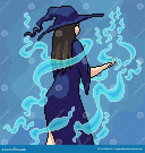 Pixel Arte De Bruja Y Magia Ilustración Del Vector Ilustración De